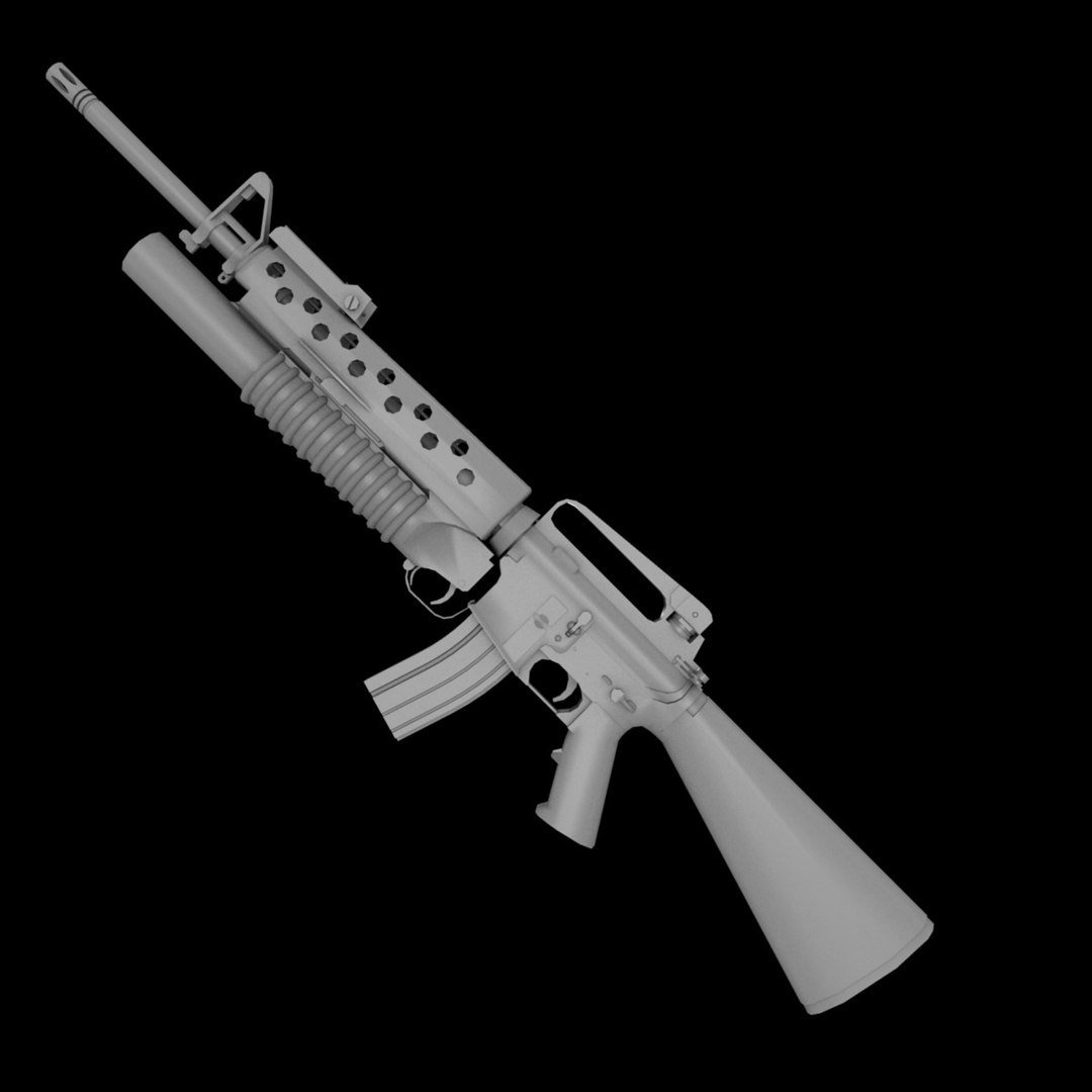 3d M16a2 M203 Grenade Launcher Model